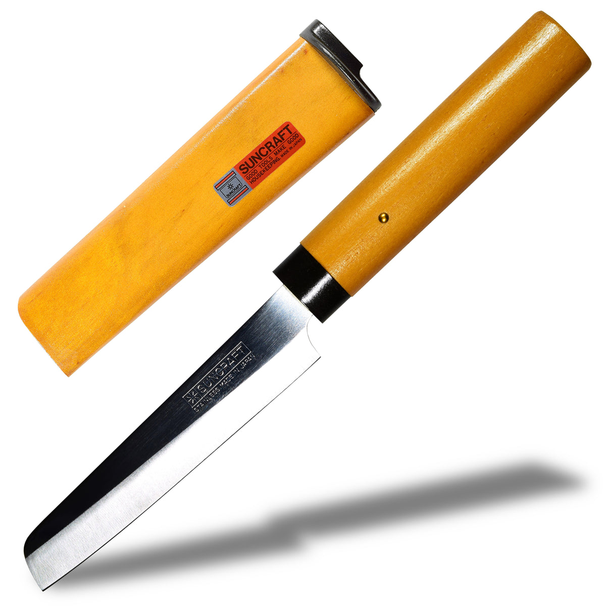 Japanese Fruit Knife - 3.7-inch Rectangular Blade with Wooden Sheath ...